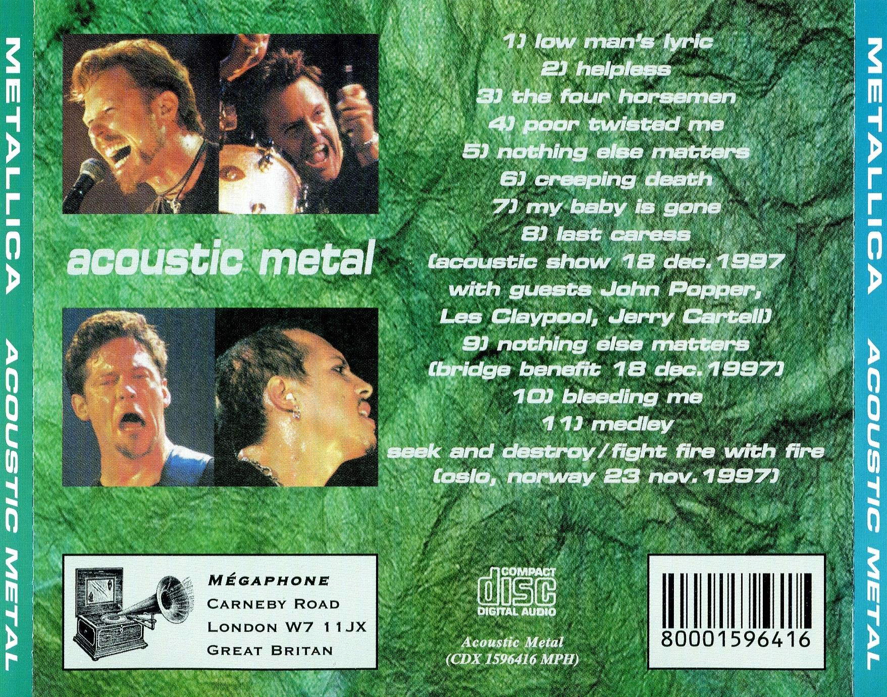 Metallica Acoustic Metal : Back UK | CD Covers | Cover Century | Over 1 ...